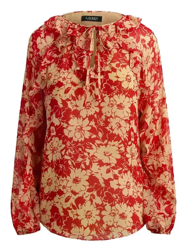 Ralph Lauren Floral-print Ruffled Shirt - Red