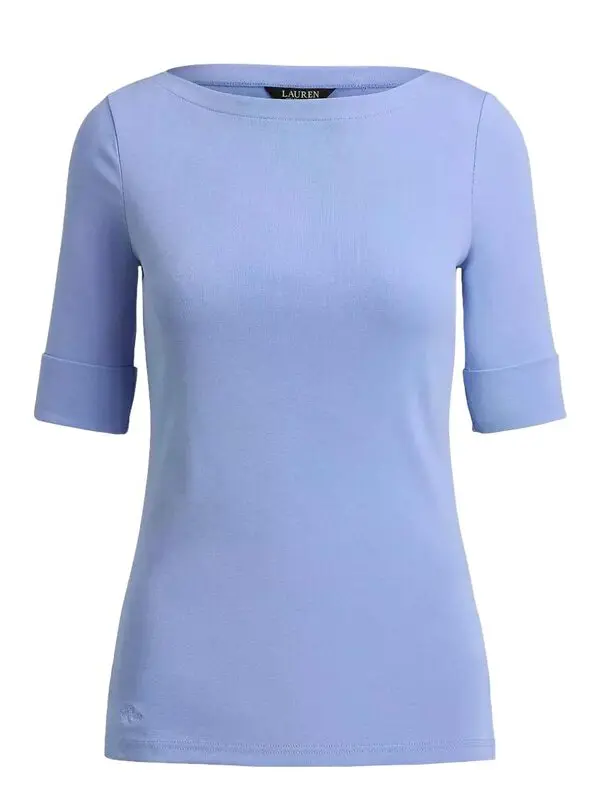 Ralph Lauren Boat-neck Turn-up-cuff T-shirt - Blue
