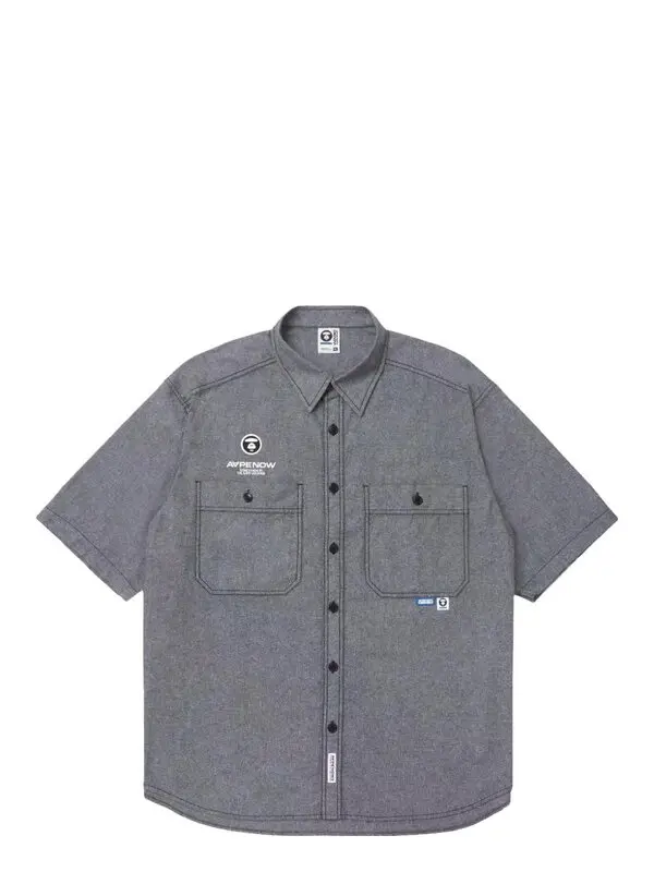 AAPE BY *A BATHING APE Moonface Embroidered Short-sleeve Shirt - Grey