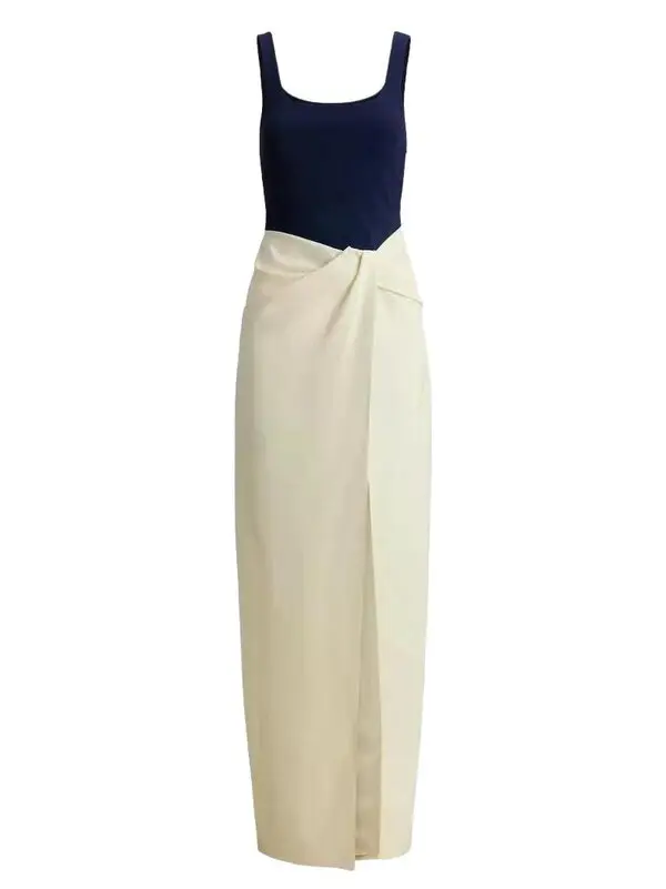 Ralph Lauren Twist-detail Two-tone Maxi Dress - Neutrals