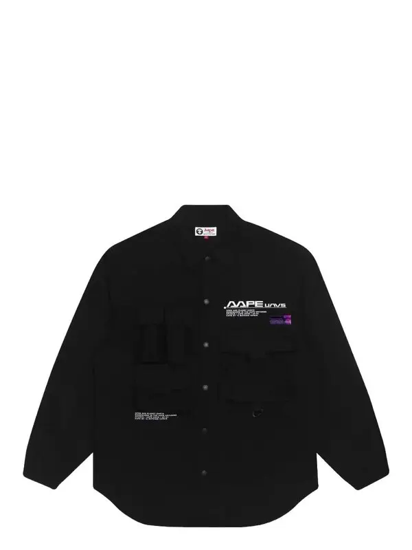 AAPE BY *A BATHING APE Printed Snap-button Shirt - Grey