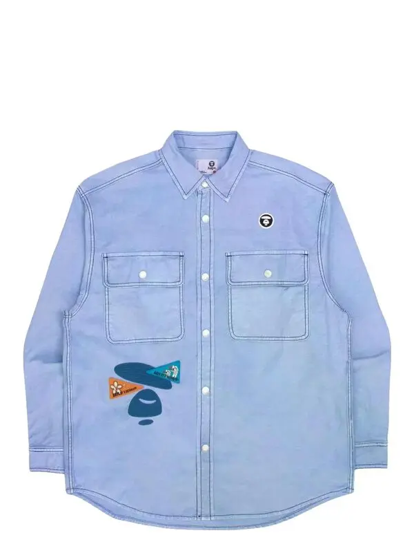 AAPE BY *A BATHING APE Moonface Embroidered Graphic-patch Shirt - Purple
