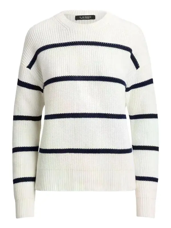Ralph Lauren Striped Ribbed-knit Pullover Sweater - White