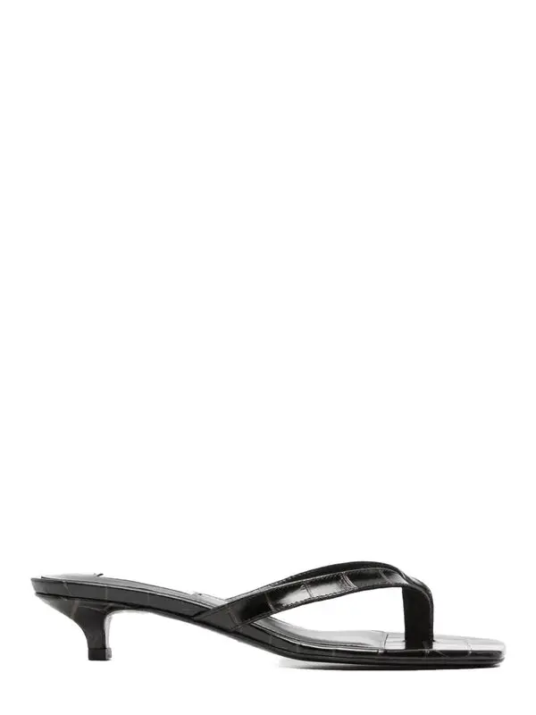 TOTEME Croc-effect Kitten-heel Sandals - Black
