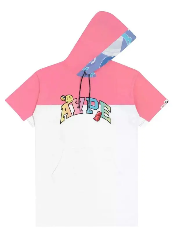 AAPE BY *A BATHING APE Moonface Colour-block Hooded Mini Dress - White