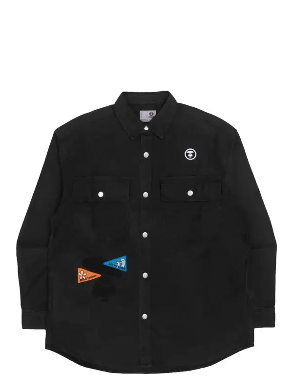AAPE BY *A BATHING APE Moonface Embroidered Graphic-patch Shirt - Black