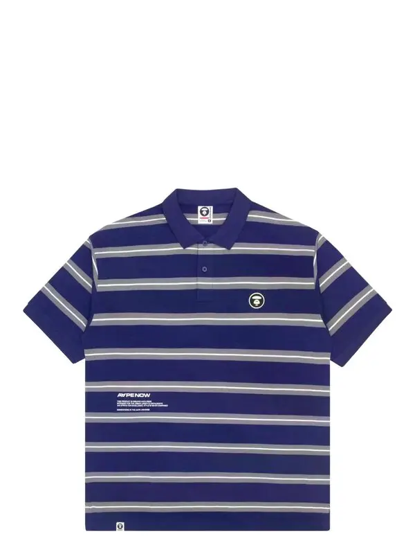 AAPE BY *A BATHING APE Moonface Striped Polo Shirt - Purple