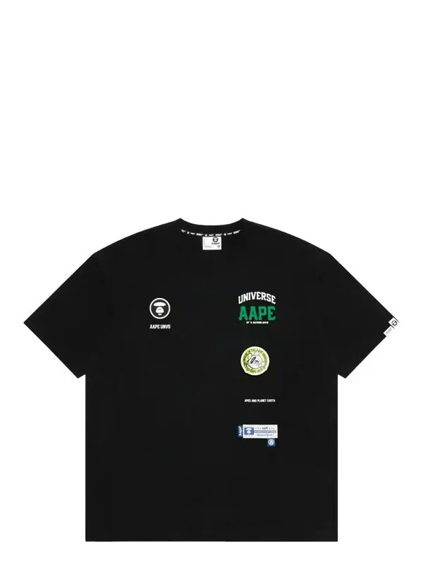 AAPE BY *A BATHING APE Moonface Patch Logo T-shirt - Black