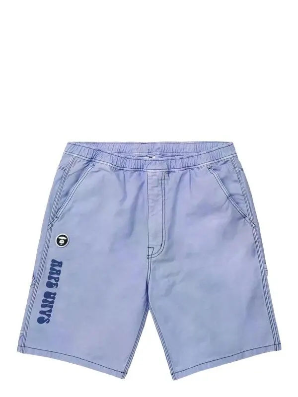 AAPE BY *A BATHING APE Moonface Embroidered Carpenter Shorts - Purple