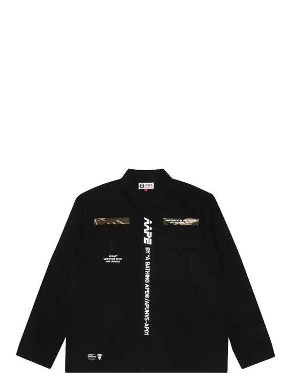 AAPE BY *A BATHING APE Logo-print Panelled Shirt - Black