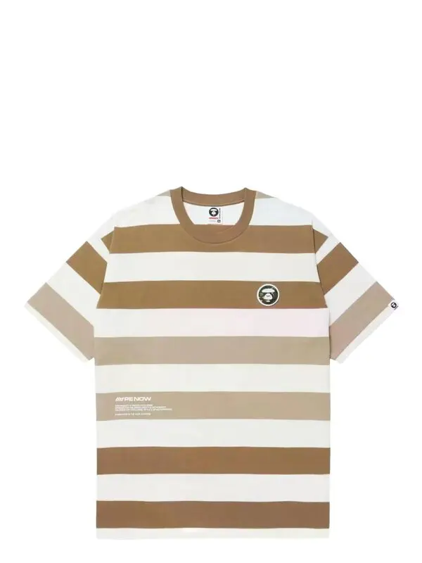 AAPE BY *A BATHING APE Moonface-patch Striped T-shirt - White