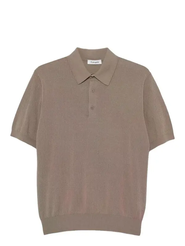 KANGRA Textured Short-sleeve Polo Shirt - Brown
