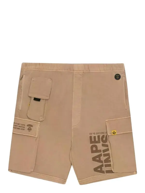AAPE BY *A BATHING APE Logo Detail Cargo Shorts - Neutrals