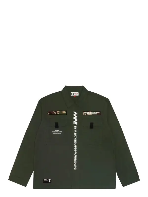 AAPE BY *A BATHING APE Logo-print Camouflage-patch Shirt - Green