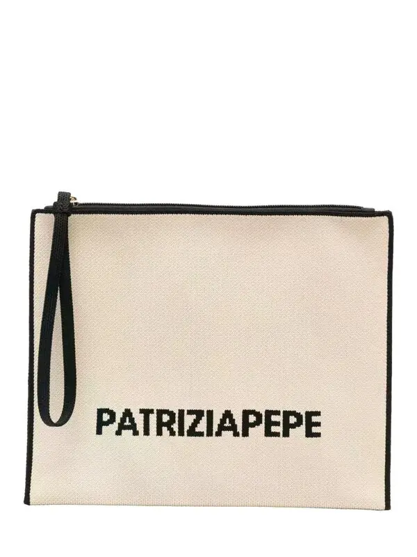 Patrizia Pepe Logo-detail Clutch Bag - Neutrals