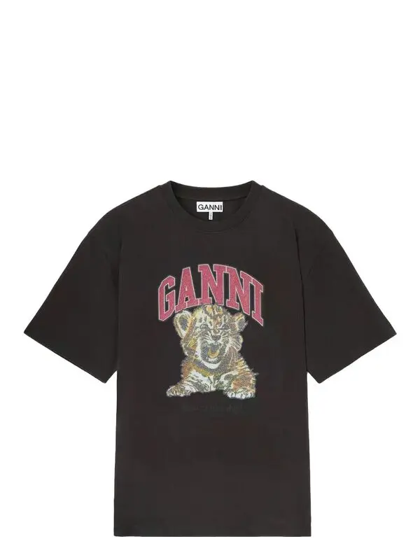 GANNI Logo-print T-shirt - Grey