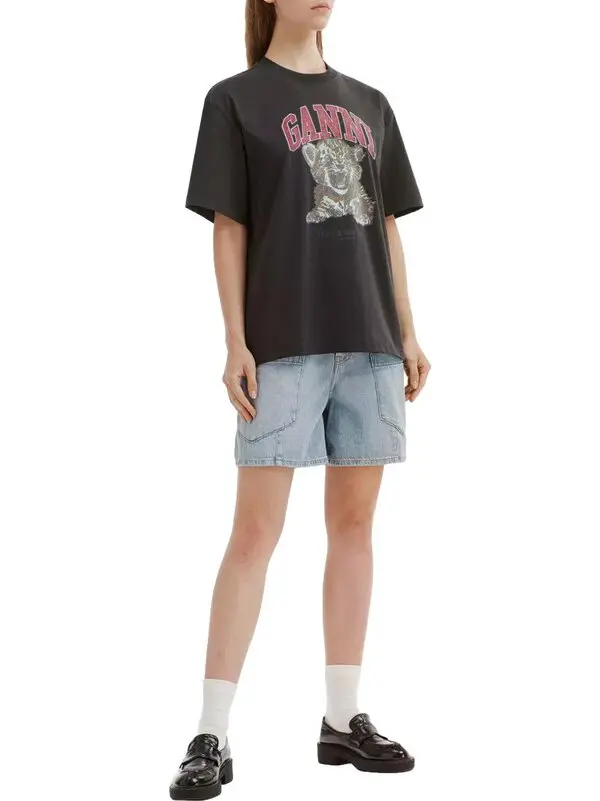 GANNI Logo-print T-shirt - Grey