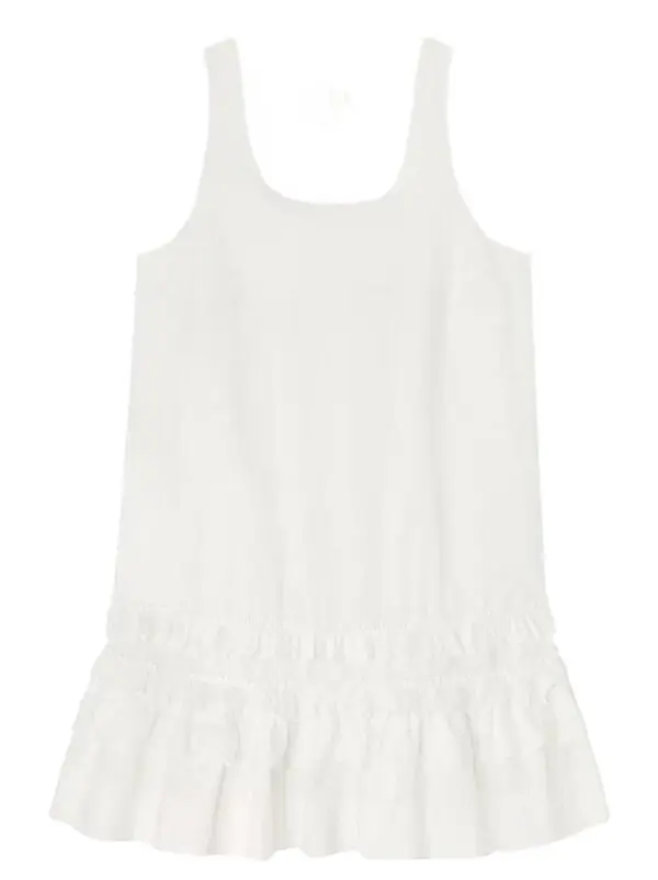 GANNI Ruffled-trim Mini Dress - White