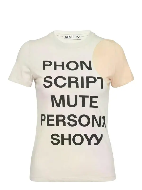 OPEN YY Logo-print T-shirt - Neutrals