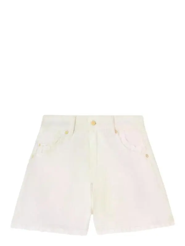 GANNI Lace-trim Denim Shorts - Neutrals