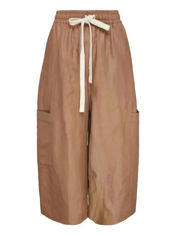 LEE MATHEWS Rene Drawstring-waist Trousers - Neutrals