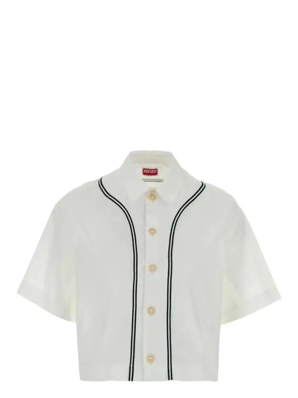 Kenzo Boke Flower Piped Cropped Shirt - White