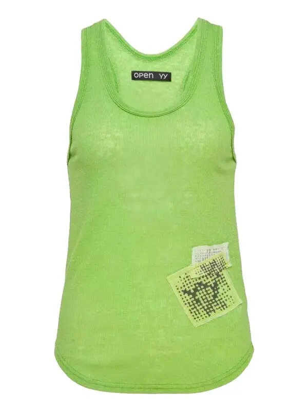 OPEN YY Patch-detail Tank Top - Green