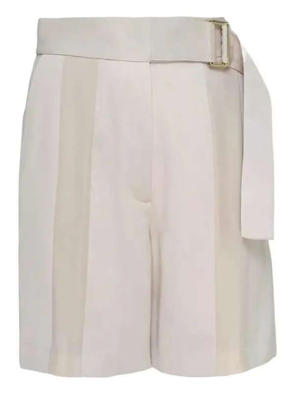 CLUB21 COLLECTION Sloane Belted Crepe Shorts - Neutrals
