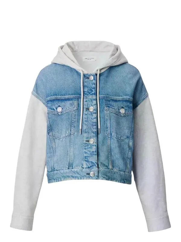 Rag & Bone Miramar Terry Hooded Denim Jacket - Blue