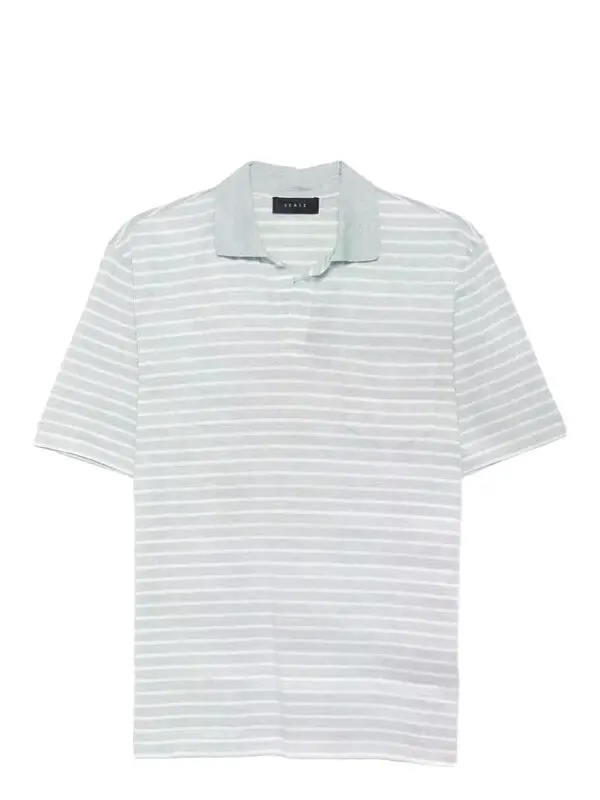 Sease Striped Polo-collar T-shirt - Blue