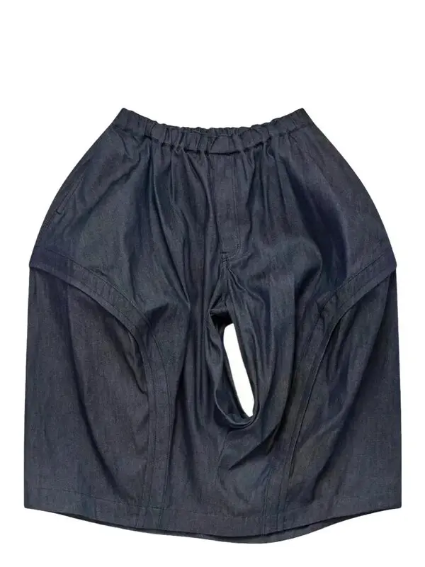 Comme Des Garçons Draped Balloon-silhouette Cut-out Trousers - Blue