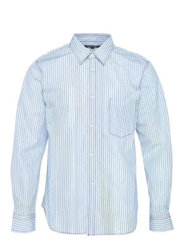 Comme Des Garçons Stripe-pattern Contrast-stitch Shirt - Blue