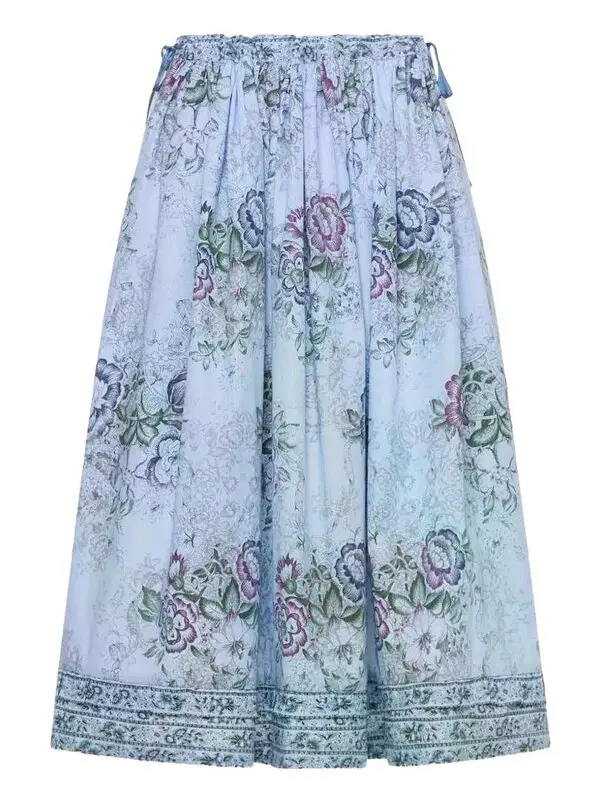 PIERRE-LOUIS MASCIA Floral-print Drawstring Midi Skirt - Blue