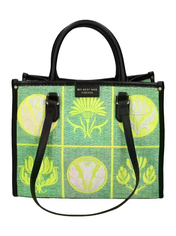 MY BEST BAG FIRENZE Embroidered Top Handle Tote Bag - Green