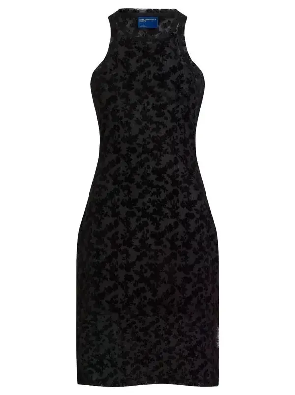 Karl Lagerfeld Flocked Floral-print Mini Dress - Black
