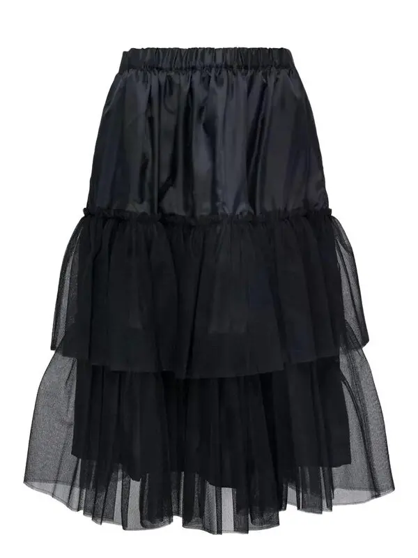 Comme Des Garçons Midi Tulle Tiered Skirt - Black