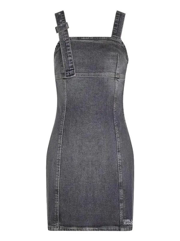 Karl Lagerfeld Buckle-strap Denim Mini Dress - Blue