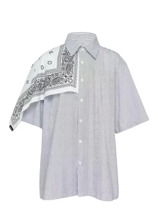 BONBOM Bandana-detail Striped Shirt - White