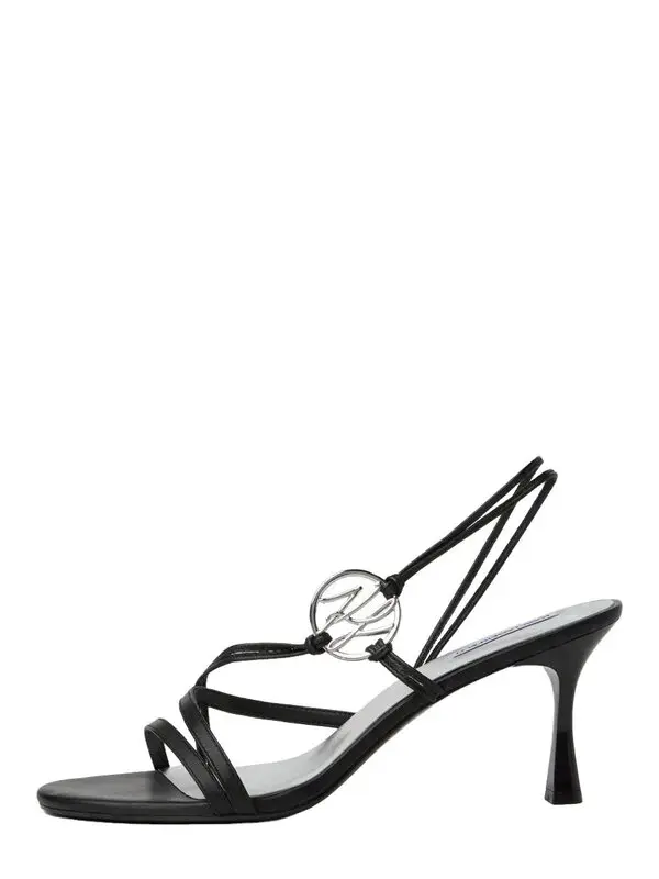 Karl Lagerfeld Strappy Logo-charm Heeled Sandals - Black