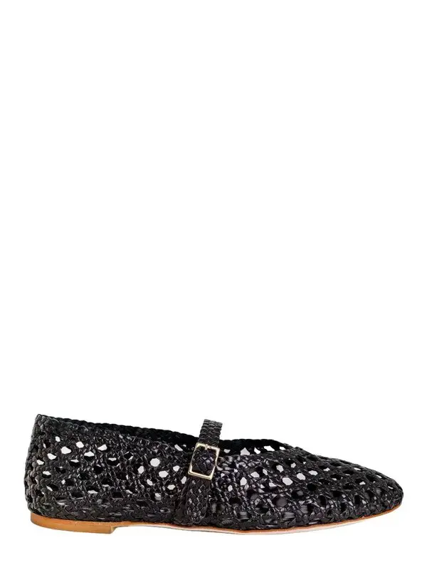 FABIO RUSCONI Francy Woven Buckle-fastening Ballet Flats - Black