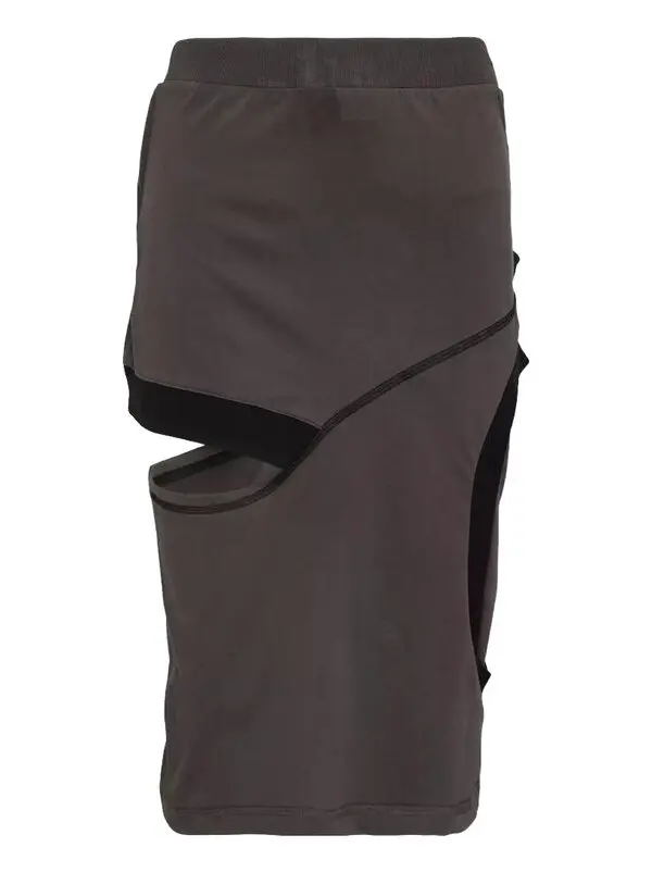 OPEN YY Color-block Cutout Midi Skirt - Grey