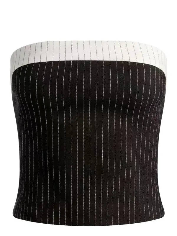 Alice + Olivia Kelly Pinstripe-pattern Strapless Top - Black
