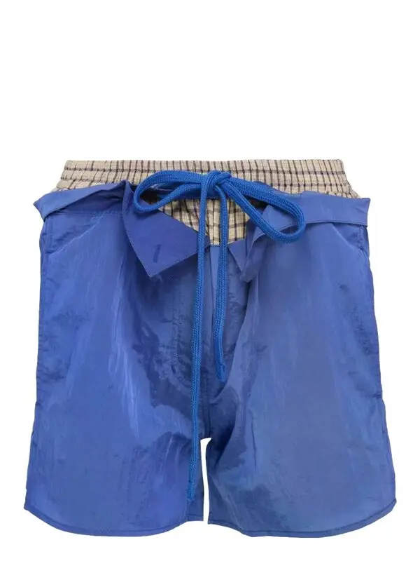OPEN YY Color-block Layered Shorts - Blue