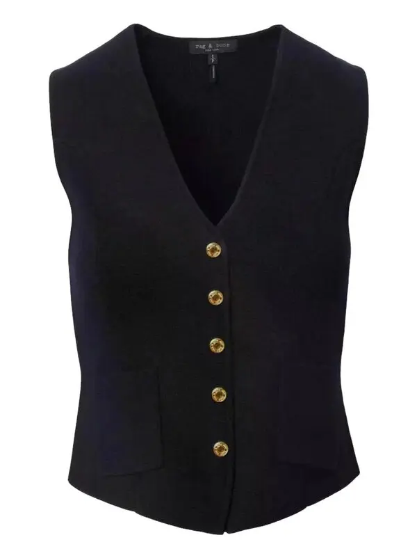 Rag & Bone Portia Button-up Waistcoat - Blue