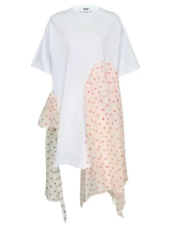MSGM Asymmetric Polka-dot Dress - White