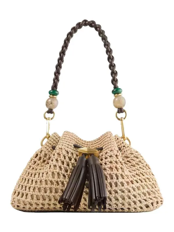 JIMMY CHOO Cinch Tote Bag With Tassel Detail - Neutrals