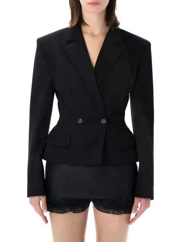 Magda Butrym Double-breasted Peplum Blazer - Black
