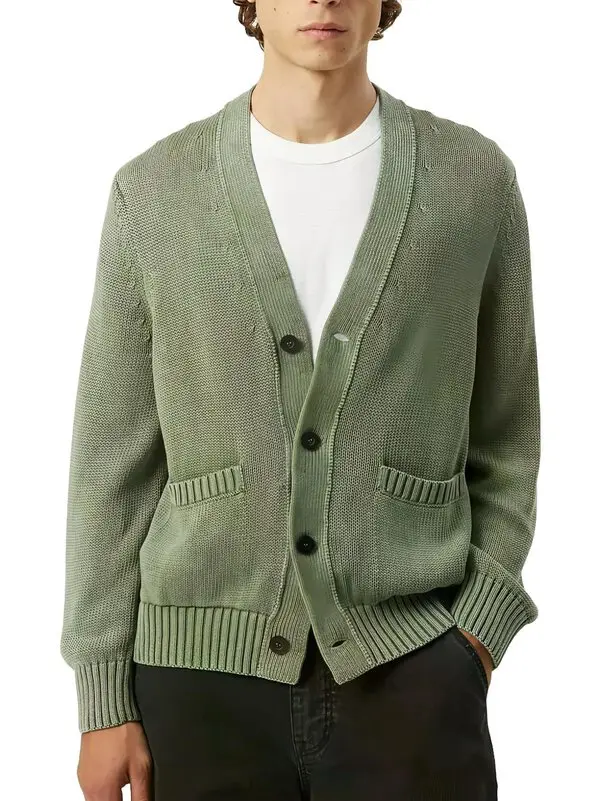 CORRIDOR Acid-wash Cotton Cardigan - Green