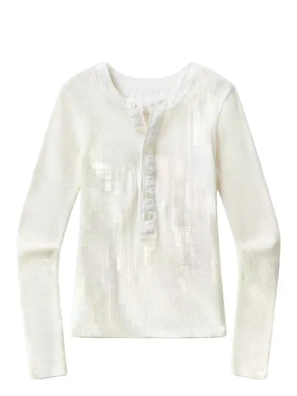 Citizens Of Humanity Drea Waffle-textured Henley Top - White