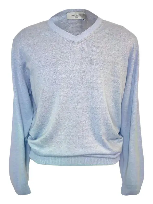 PIACENZA CASHMERE 1733 Fine-knit V-neck Sweater - Blue